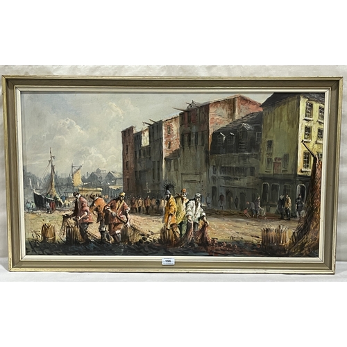 TERRY BURKE. BRITISH 1927-2018 Harbour scene with figure. Signed. Oil ...