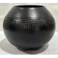 African Zulu sorghum beer brewing and serving pot or ukhamba, coil ...