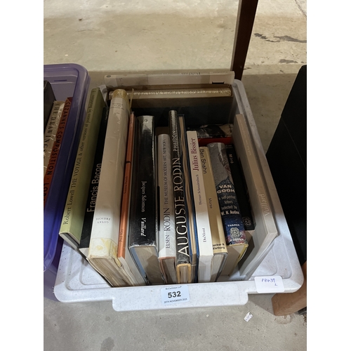 Two boxes of books on art