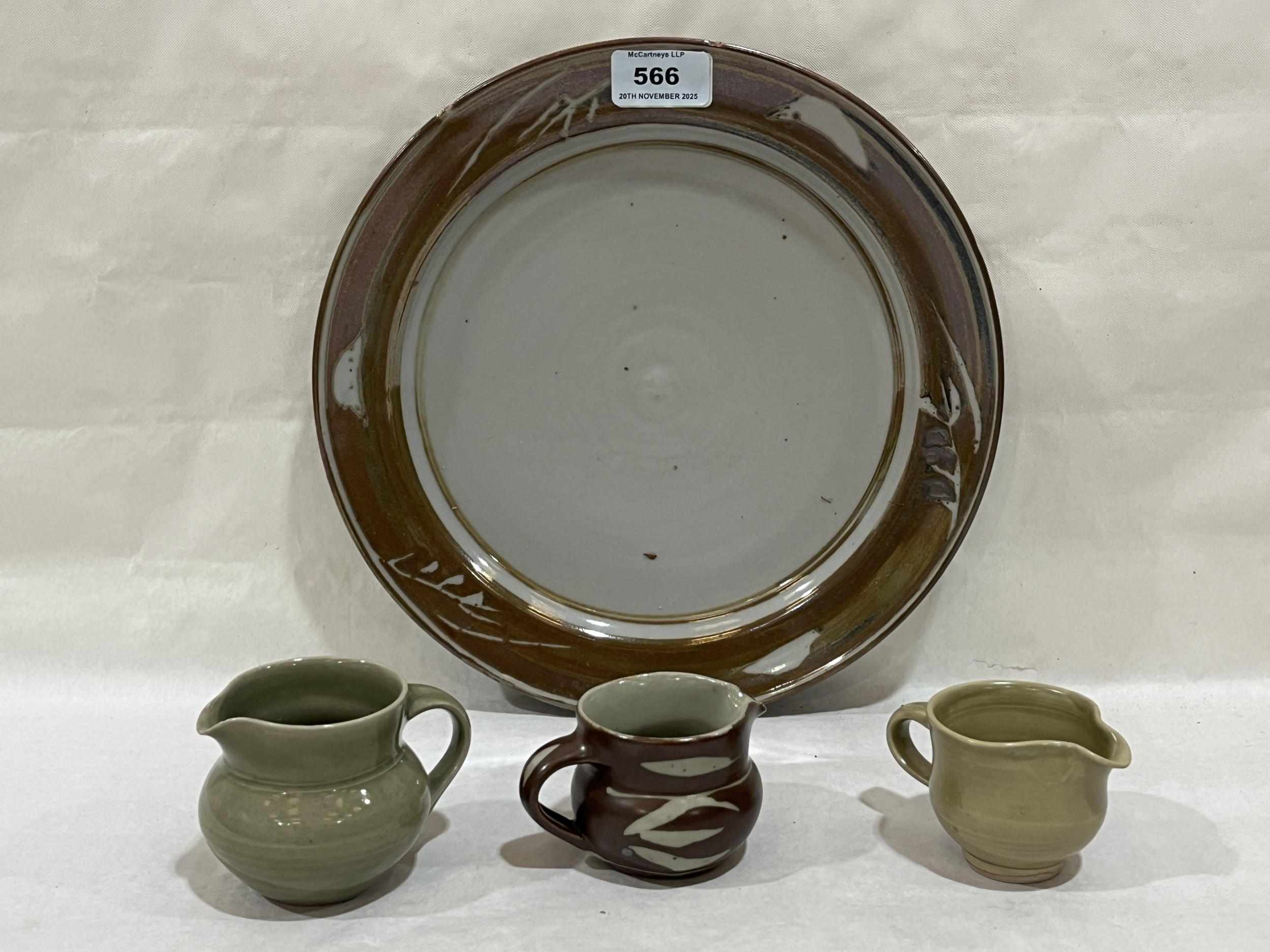 Harry Davis (1910-1986) for Crowan pottery a wax relief cream jug, two ...