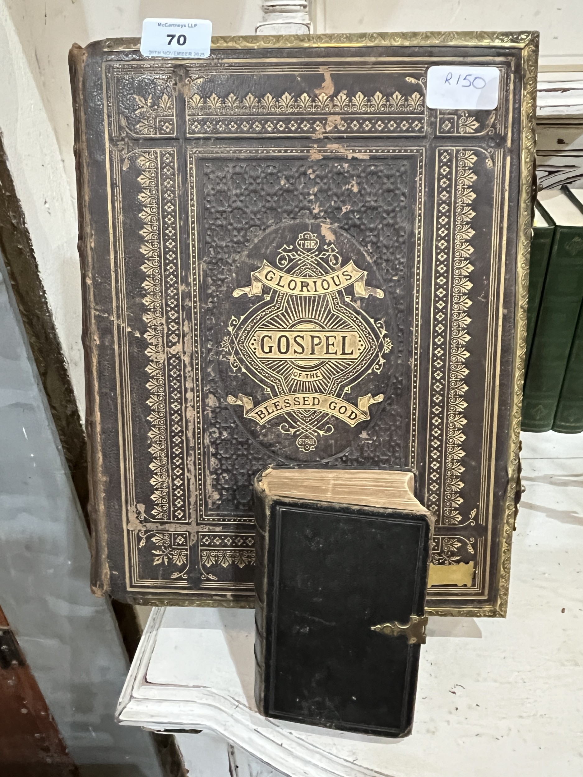 A Victorian leather bound family Bible and a Victorian leather bound ...