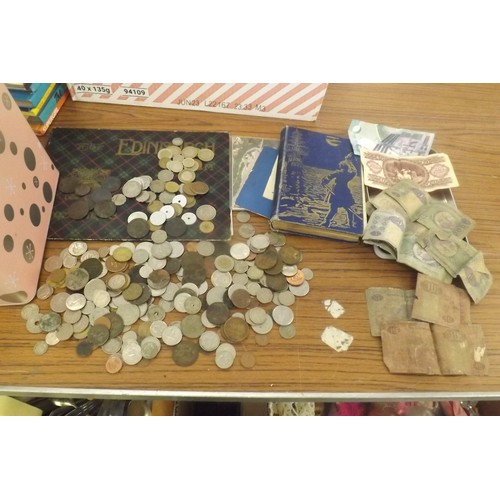 Large tin of vintage coins inc some early Georgian copper some foreign ...