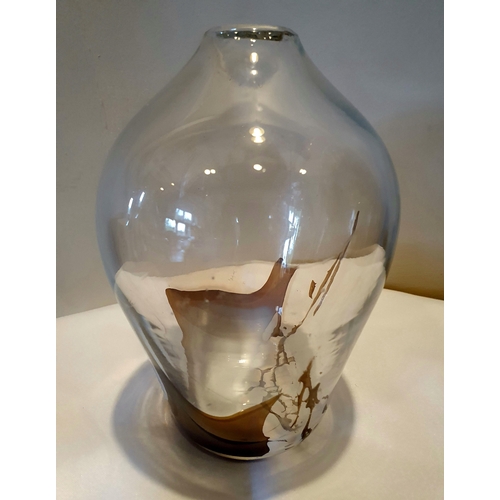 John Ditchfield Glas-Form Clear and Gold Glass Vase. Etched to the base ...