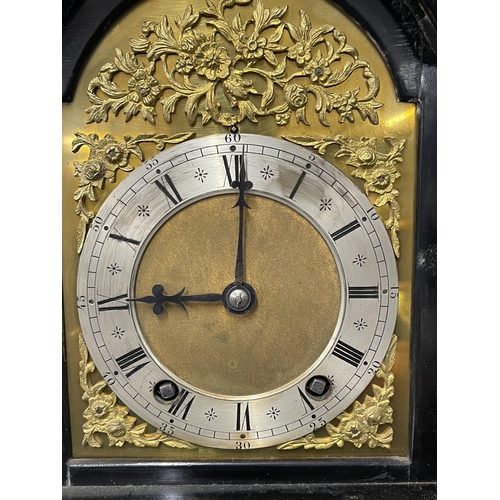 Clocks: 19th cent. French ebonised bracket clock, mercury silvered ...