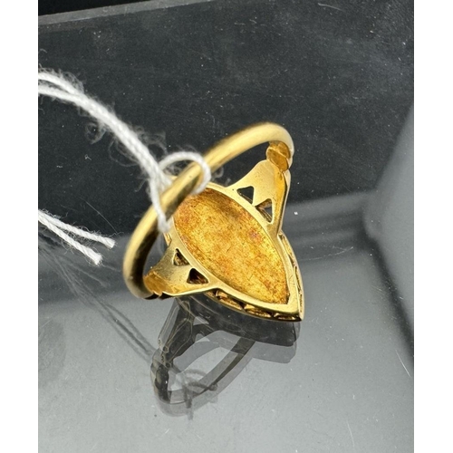 Jewellery: Jewellery: 19th century yellow metal ring of navette form ...