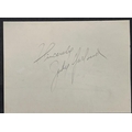 Autograph signed 'Sincerely Judy Garland' in ink on card