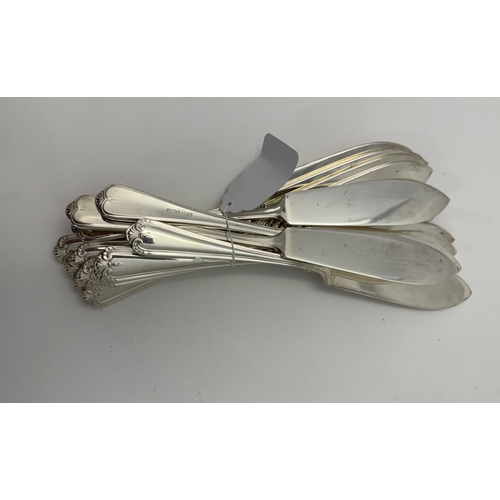 Silver: A set of twelve Jesmond pattern fish knives, Sheffield 1991. 20 ...