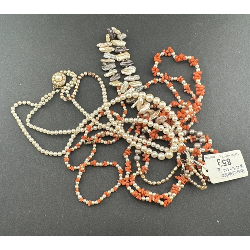 Jewellery: A graduated cultured pearl double string necklace with gold ...