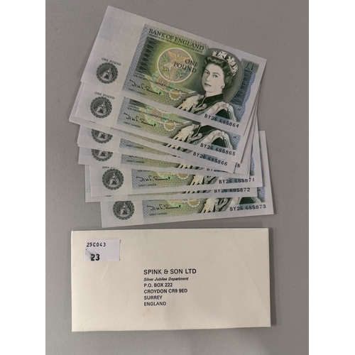 Banknotes: British one pound D.H.F. Somerset, last pound note series ...