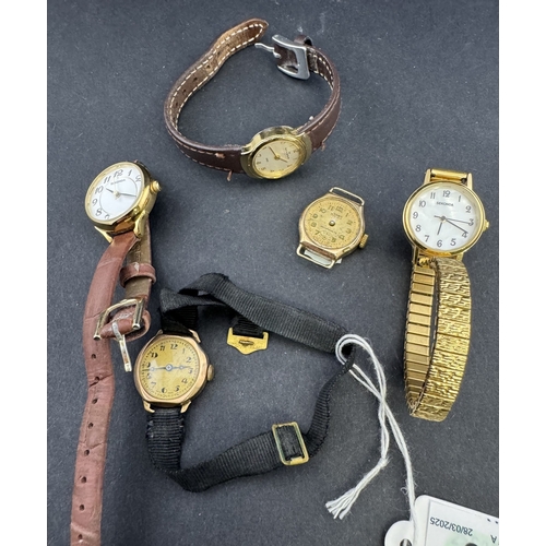 Watches: A ladies Lanco 9ct gold cased watch head, another gold watch ...