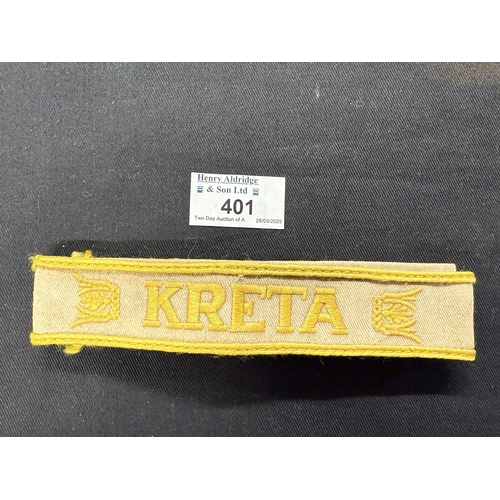 Militaria: WWII German Kreta Cloth Cuff title. Please note we do not ...