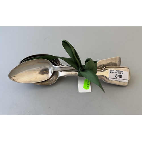 Hallmarked Silver: A set of six fiddle pattern table spoons, various ...