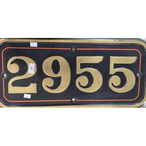 Railwayana: Railwayana: GWR brass cabside number plate 2955, ex-Church ...