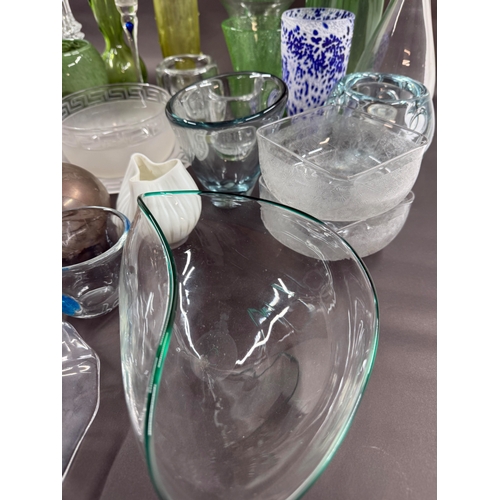 Glass Three Holmegaard glass vases, a number of other Scandinavian ...