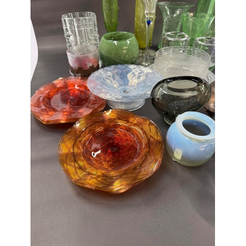 Glass Three Holmegaard glass vases, a number of other Scandinavian ...