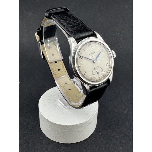 Watches: Stainless steel Omega wristwatch, silver-coloured dial, Arabic ...