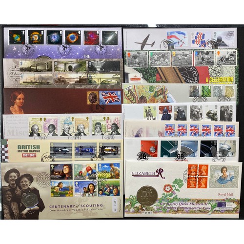 A collection of UK RM PNC coin covers from the 1990s to 2010, including ...