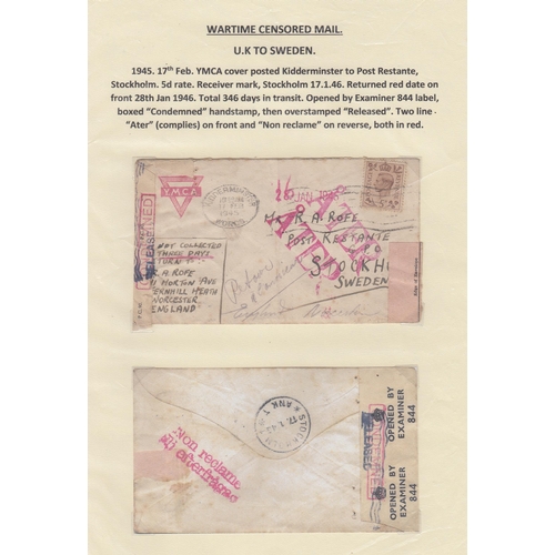 A collection of WWII Air Mail Censor covers from around the World ...