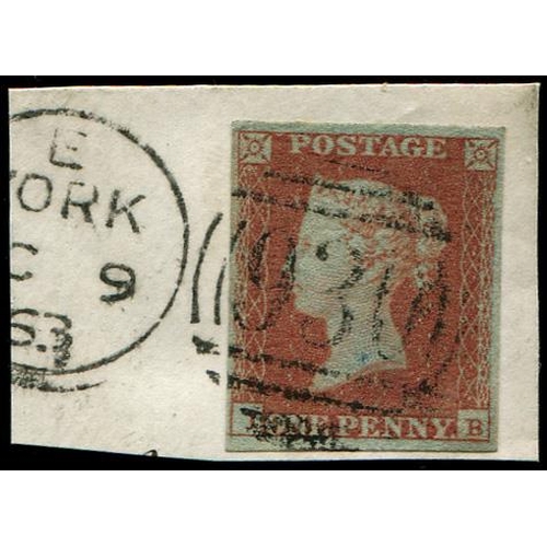 1d Pl.96 'IB' late-usage with York 1863 & 930 numeral tying fine four ...