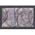 1882 1d lilac Stamp Duty, horizontal pair, 1st stamp blue vertical line ...