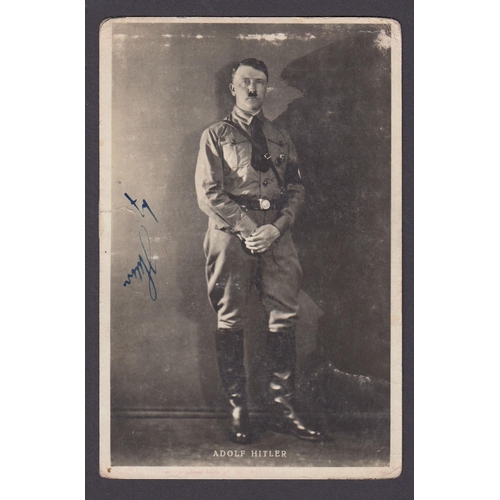 1930s RP postcard of Adolf Hitler, with pen autograph, sold as is