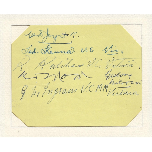 A group of 12 Australian VC Holders autographs, on a double-sided page ...