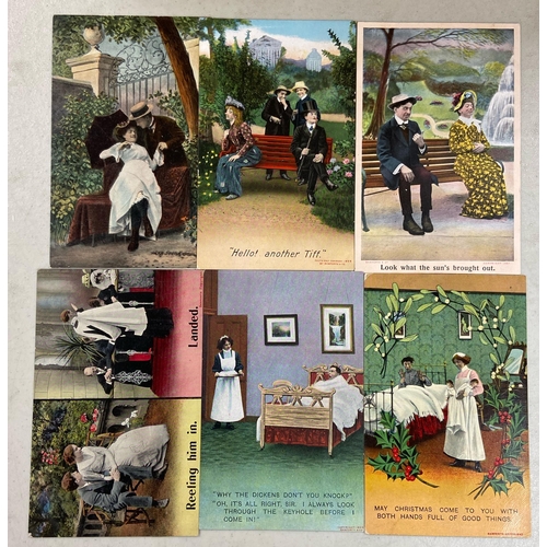 A collection of hundreds of mainly Bamforth Postcards in 8 volumes, in ...