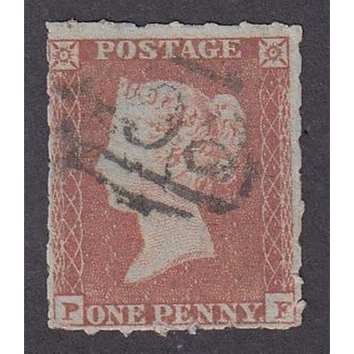 1841 1d red ‘PF’ used, showing an unofficial ‘private’ roulette, unusual