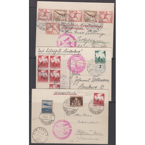 A group of 3 used Zeppelin cards, each with special illustrated ...
