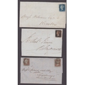 A group of x3 QV line engraved covers, including 1840 1d (4 margin) on ...