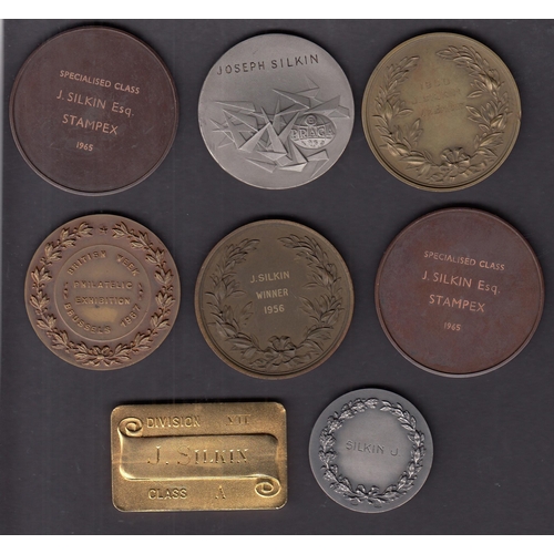 A group of x8 Medallions awarded from stamp shows from the 1950s ...