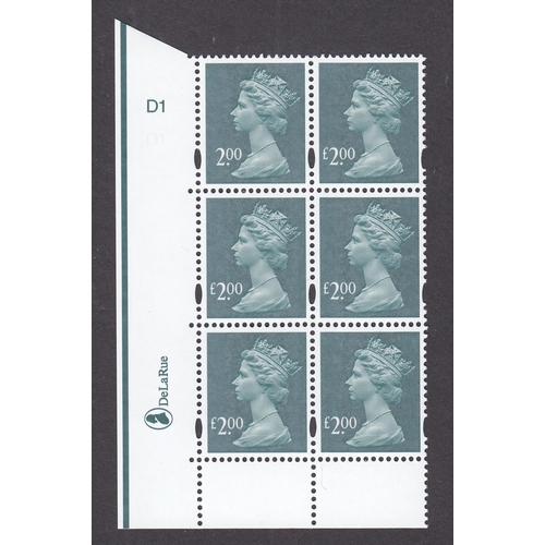 2003 Machin £2 deep blue green in Cylinder D1 corner marginal block of ...