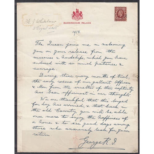1918 letter from Buckingham Palace, written and signed by George V, to ...