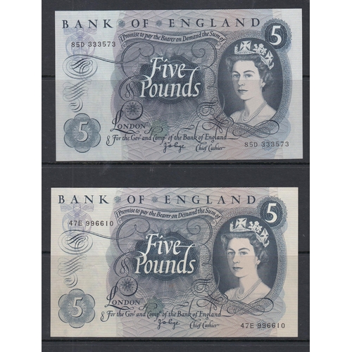 A group of x6 UK Series ‘C’ Portrait £5 banknotes, including Page x2 £5 ...