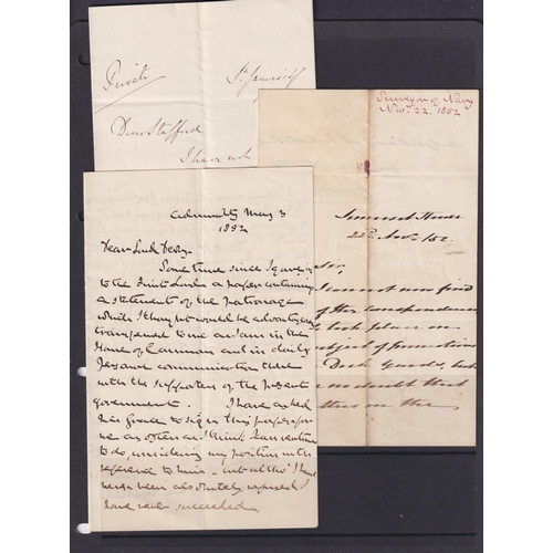 1850s group of 7 letters, including to Lords Derby and Stafford, from ...