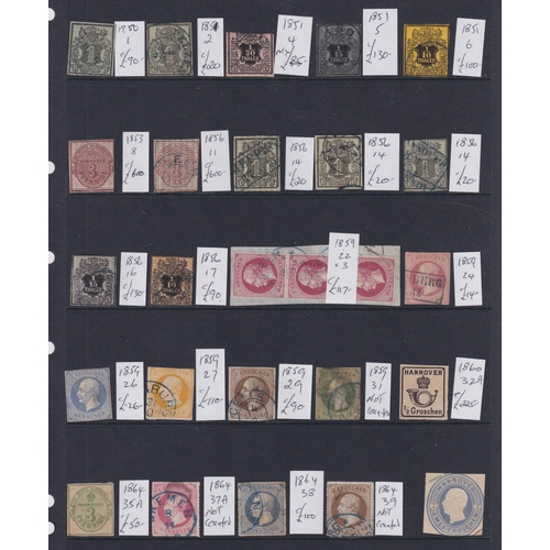 Hanover - 1850/64 mint & used selection with 1850 1ggr SG1 U, 1851 1ggr ...