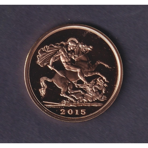 UK 2015 Gold Brilliant Uncirculated £5 gold coin, boxed with CoA