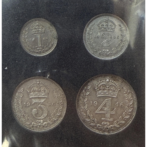 UK KGVI 1946 complete x4 coin silver Maundy set, comprising 1d, 2d, 3d, 4d, in good condition