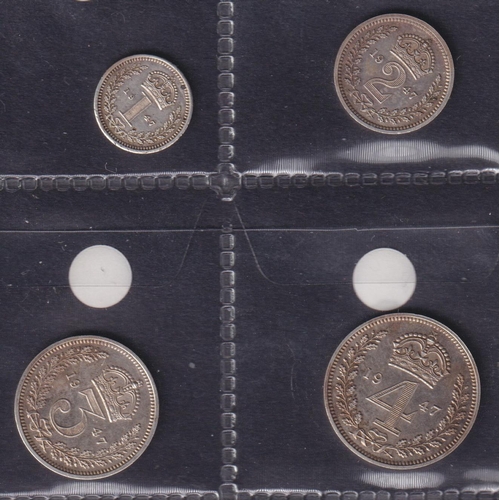 UK KGVI 1947 complete x4 coin silver Maundy set, comprising 1d, 2d, 3d ...