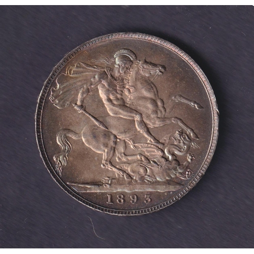 UK 1893 silver Proof Crown in very good condition, with accompanying ...