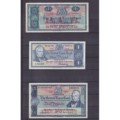 A collection of x6 The British Linen Bank banknotes, includes 1933 ...