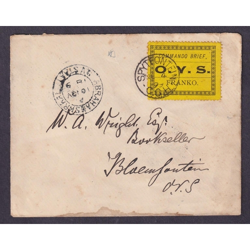 Orange Free State – 1899 cover sent to Bloemfontein, affixed by ...