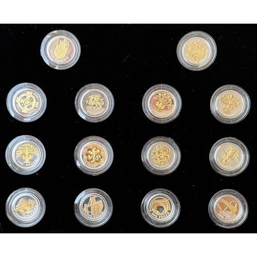 UK 25th Anniversary Silver Proof £1 Coin Collection, comprising of x14 ...