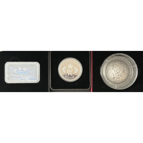 A group of x3 Canada fine silver Proof coins, includes 2018 Lest We ...