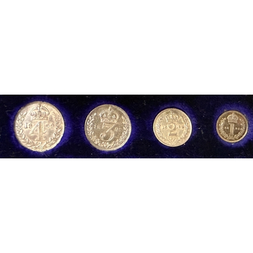 UK 1888 complete Silver Maundy coin set, comprising 1d, 2d, 3d and 4d ...