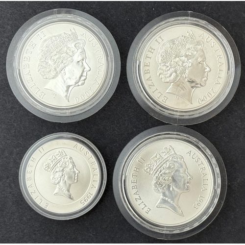 A group of x3 Australian $1 Silver 1oz coins from the Kangaroo Series ...