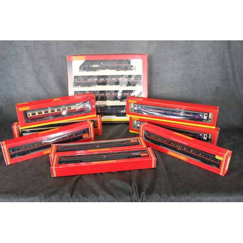 A Hornby HO OO scale GNER 225 train pack, twelve Hornby railway coaches ...