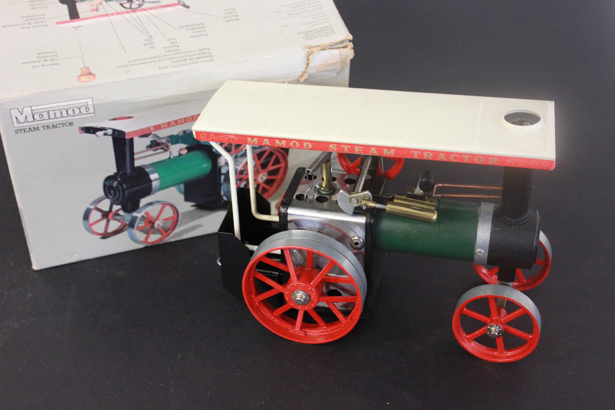 A "Mamod" steam engine in box, 28cm long.