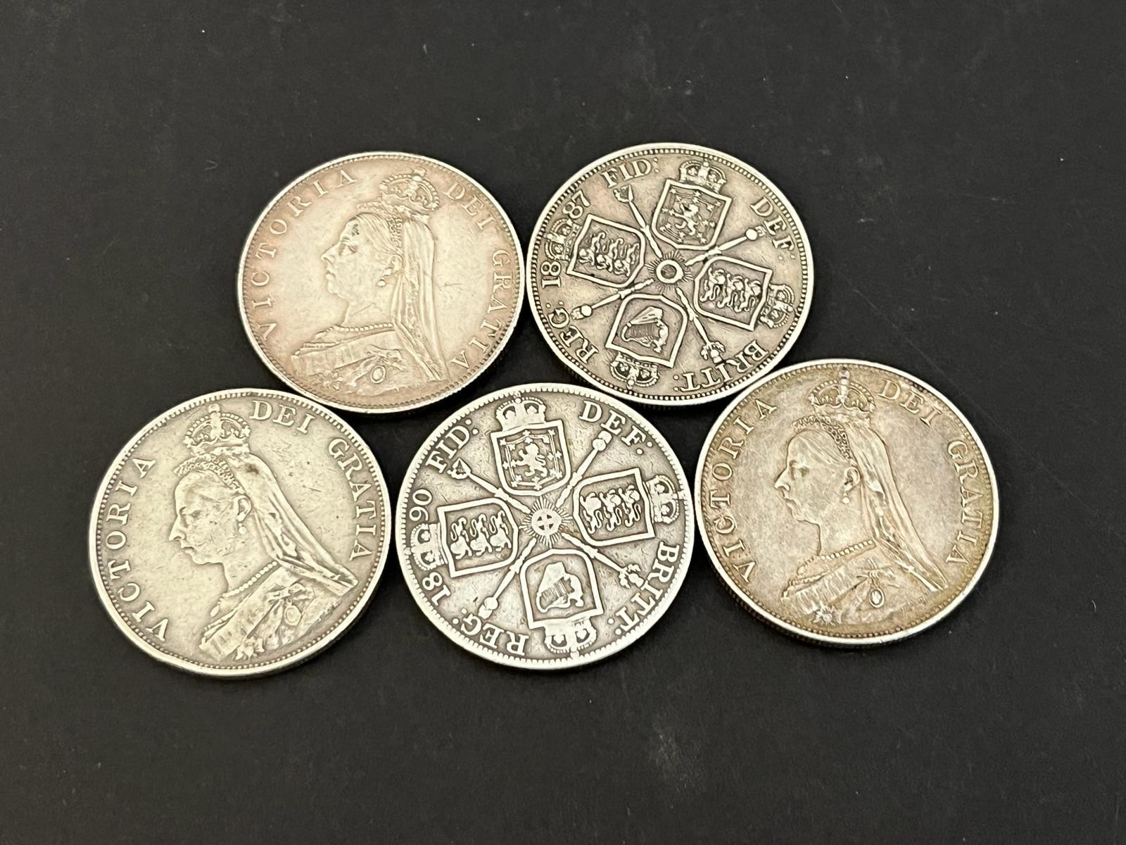 Two 1887 double florins, an 1888 double florin, two 1890 double Florins ...