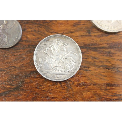 A George III silver crown 1818, a Victorian golden jubilee year crown ...